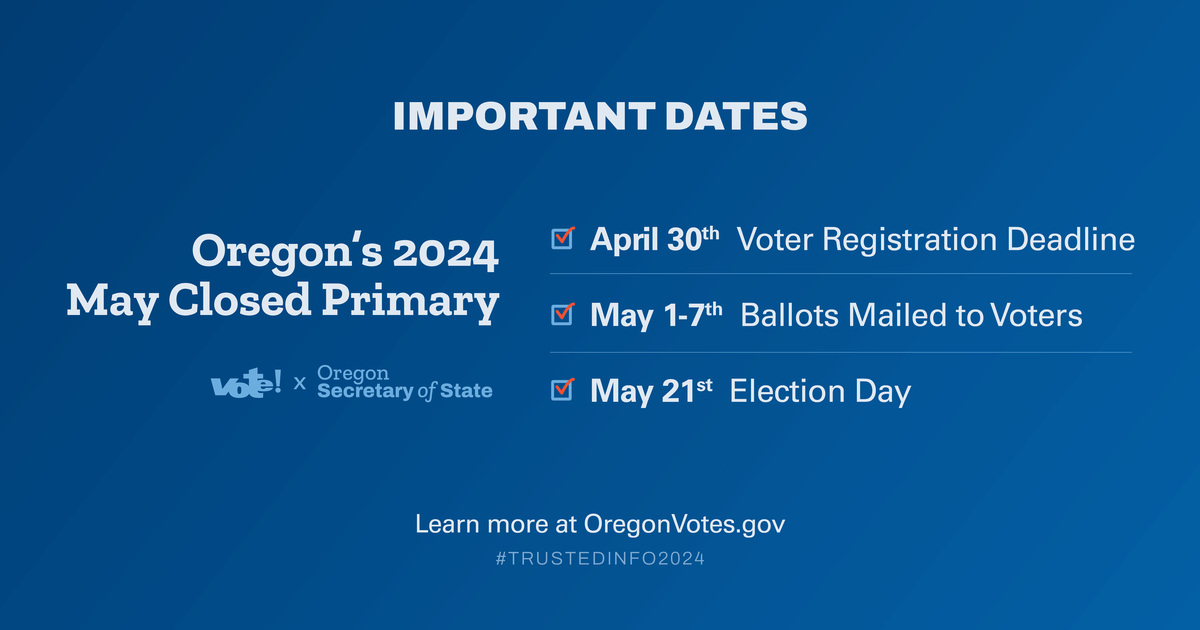 Voter Registration Deadline for Oregon’s Primary Election Approaches ...